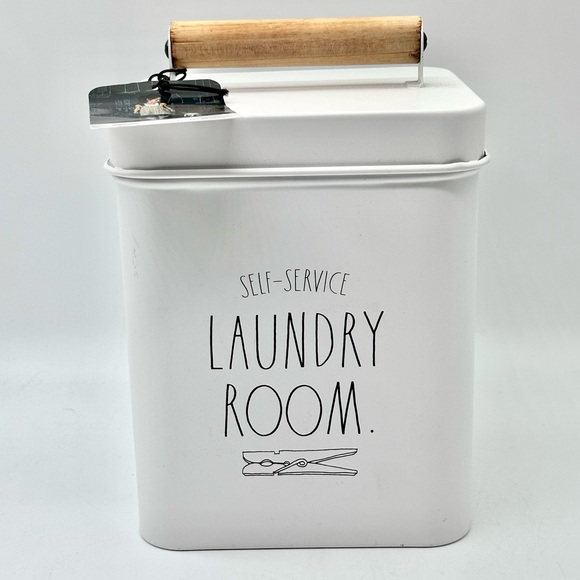 Rae Dunn | Bath | Rae Dunn Self Service Laundry Room White Metal Tin ...